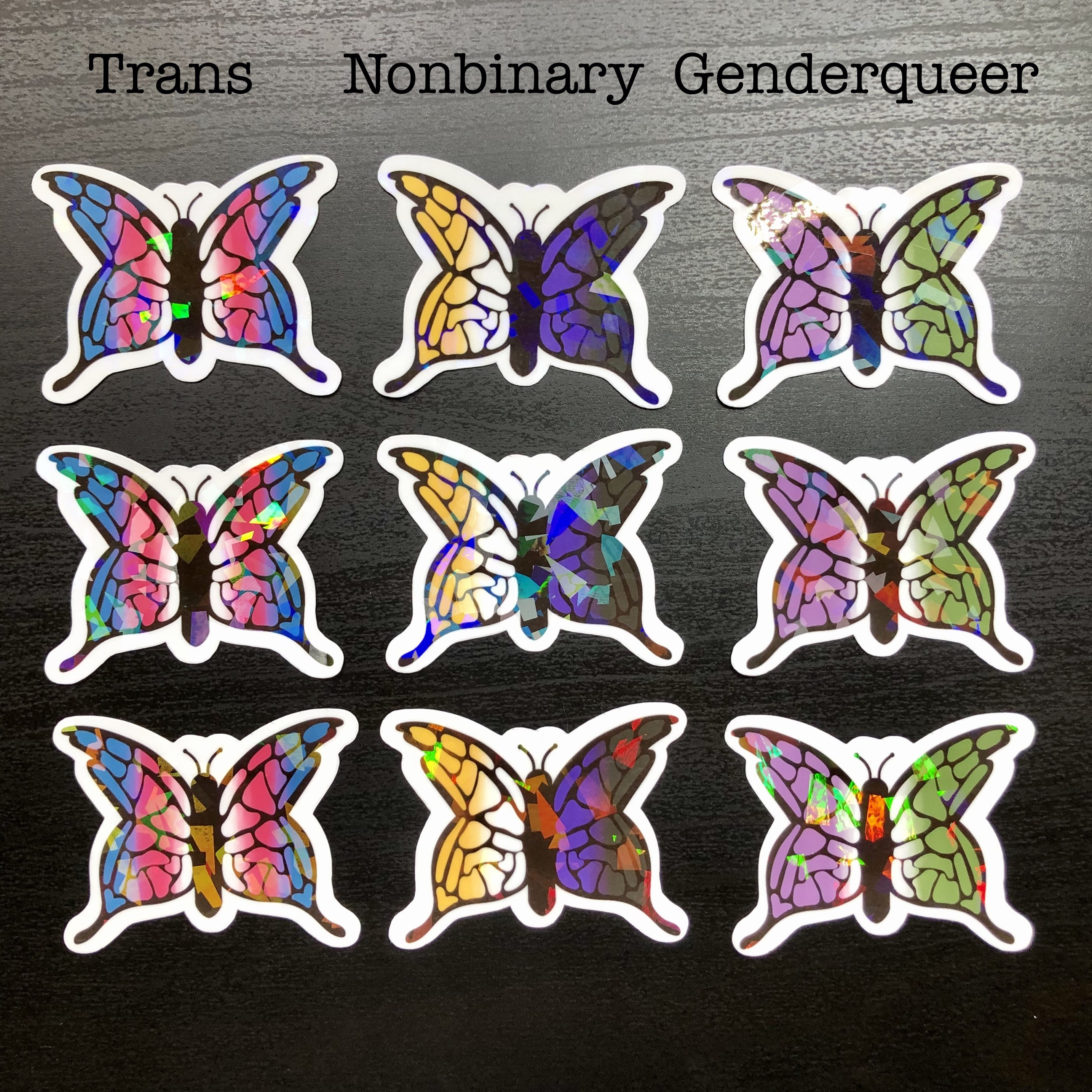 Queer Gender Holographic Butterfly Stickers | Etsy