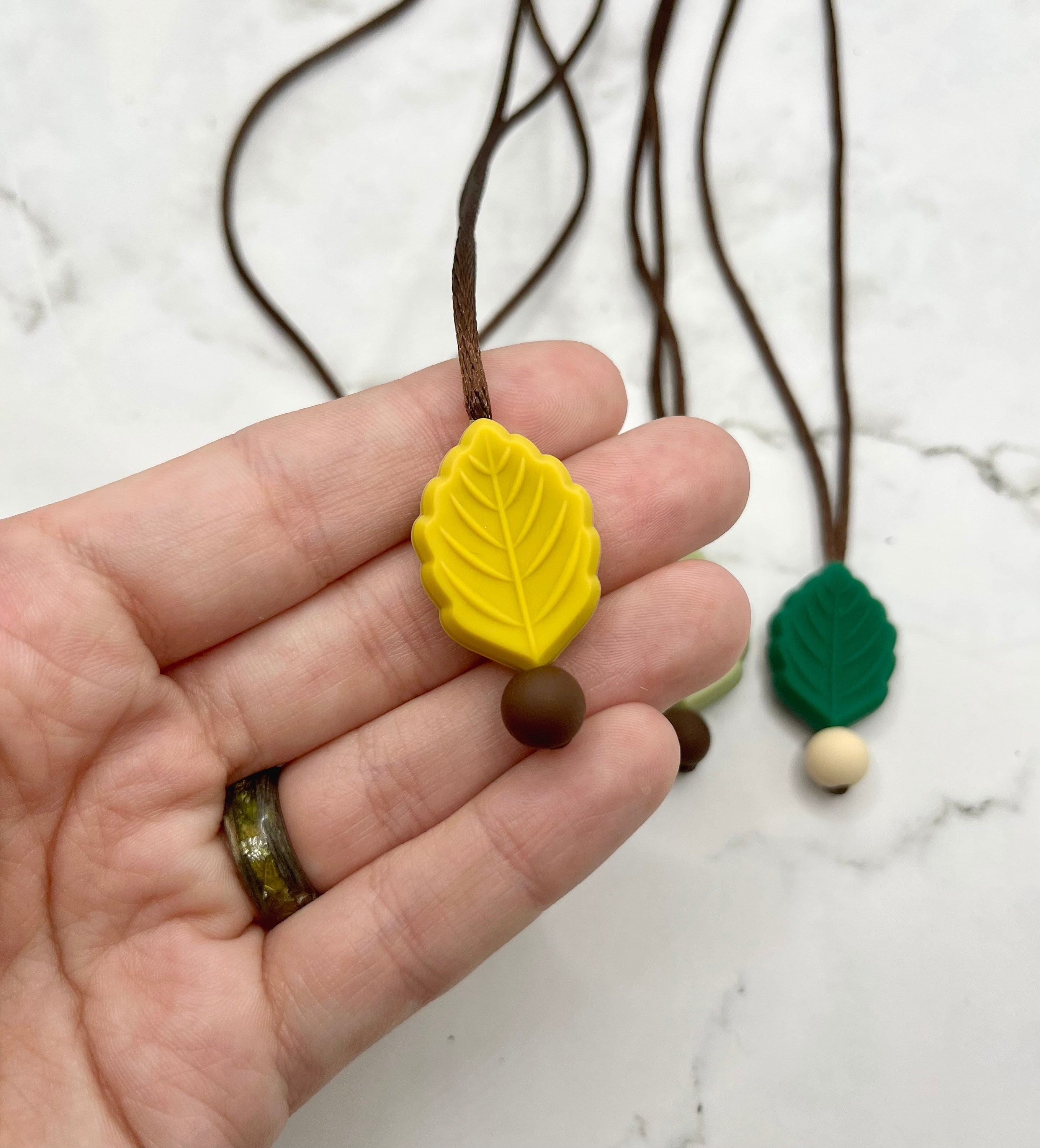 Fidget Jewelry Textured Leaf Necklace - Etsy