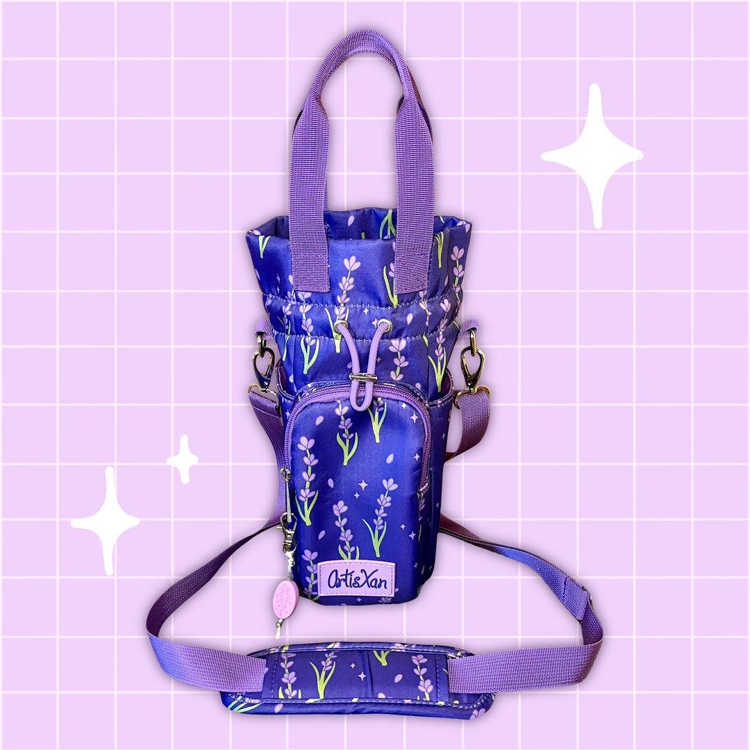 Lavender Water Bottle Bag With Fidget Zipper Pull - Etsy