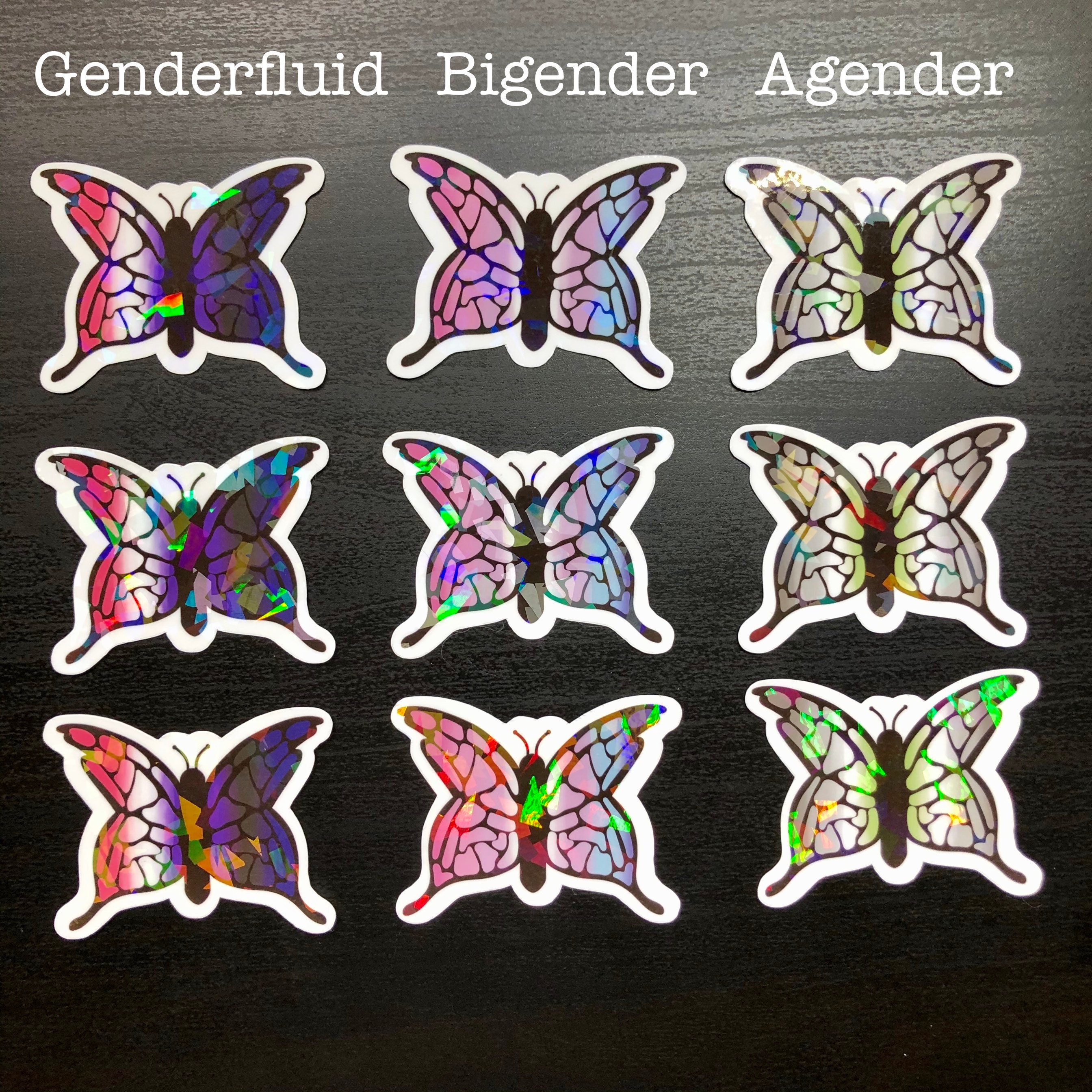 Queer Gender Holographic Butterfly Stickers | Etsy