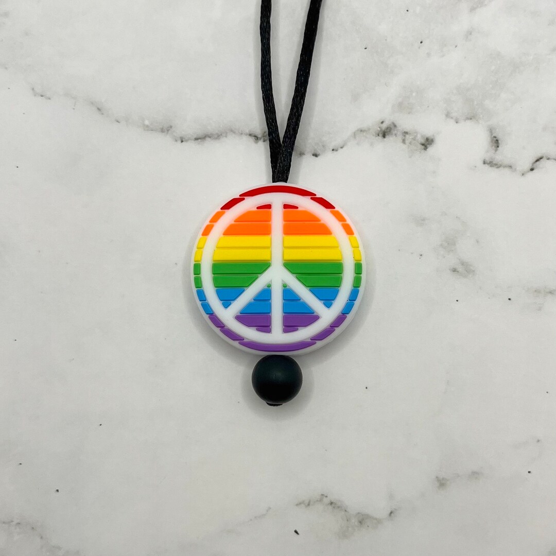 Fidget Jewelry Rainbow Peace Necklace - Etsy