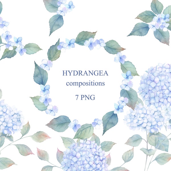 Blue Hydrangea Watercolor Wedding Invitations - Etsy
