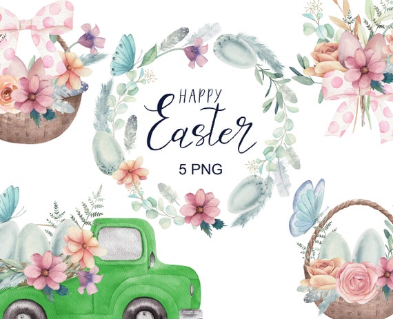Watercolor Easter Clipart Spring Clipart Easter Eggs. - Etsy