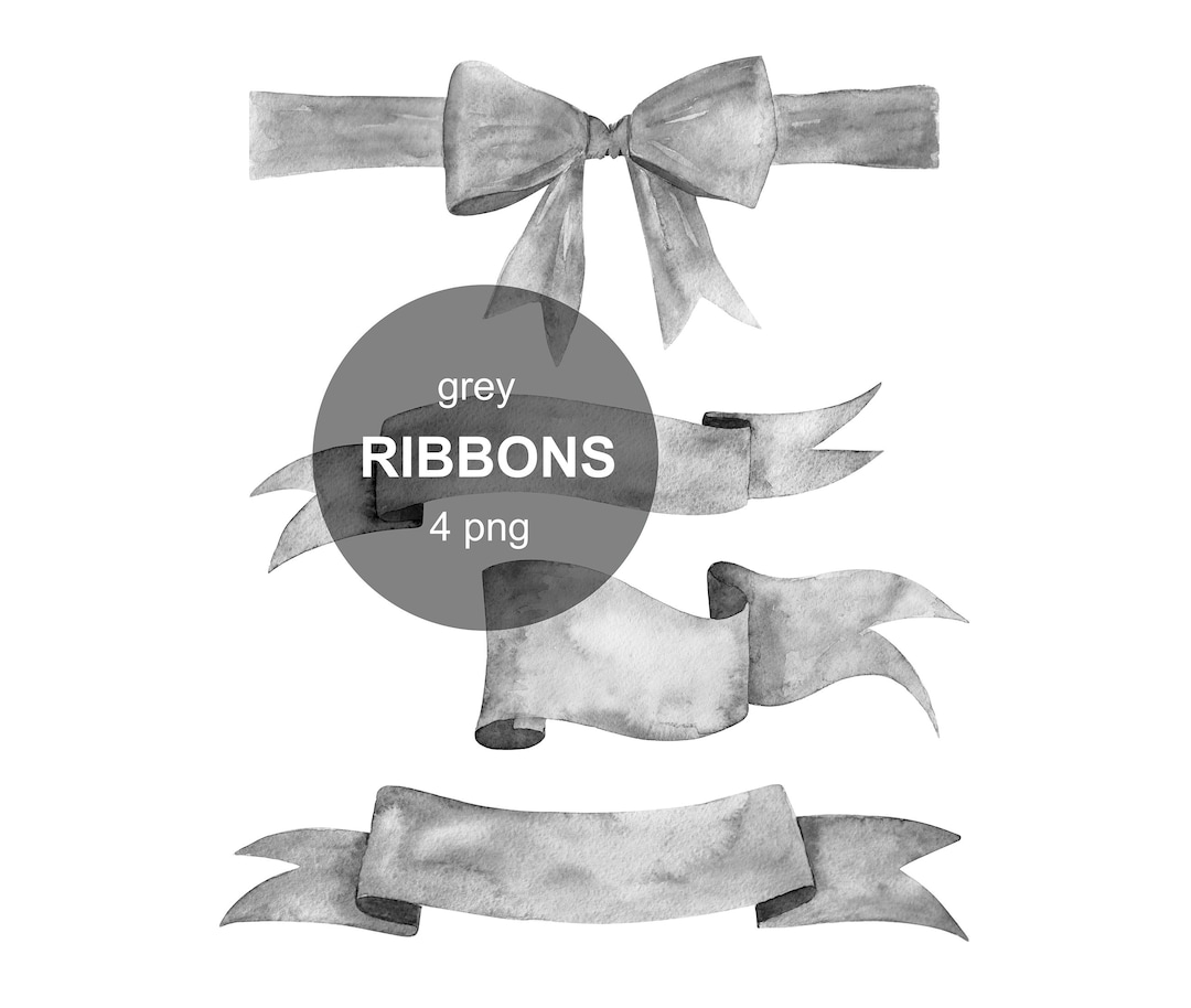 Watercolor Vintage Grey Ribbon Collection - Etsy