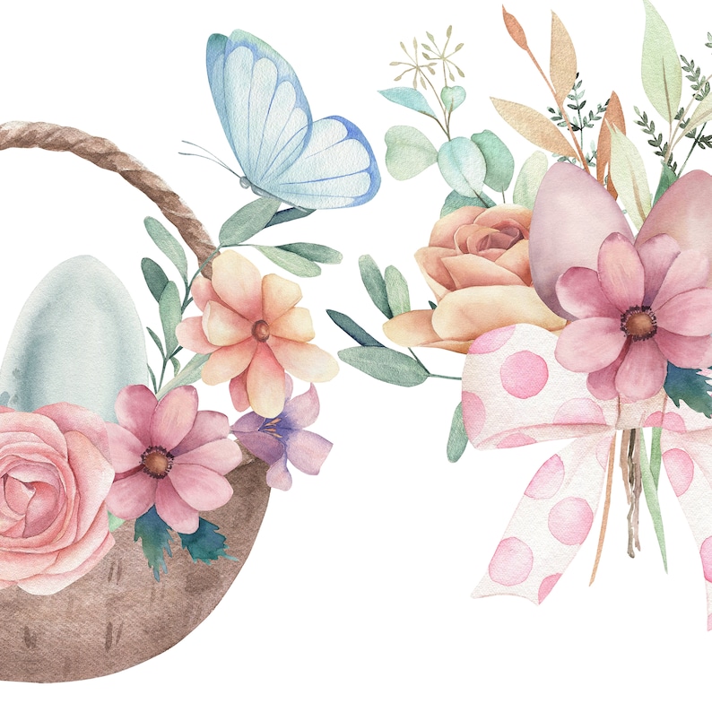 Watercolor Easter Clipart, Spring Clipart, Easter Eggs. Instant Digital ...