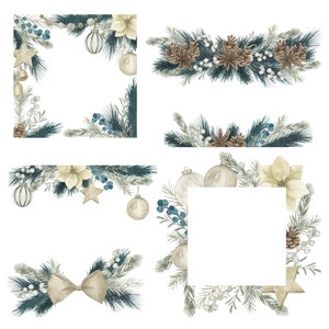 Watercolor Christmas Collection Clip Art. Winter Border, Frame, PNG - Etsy