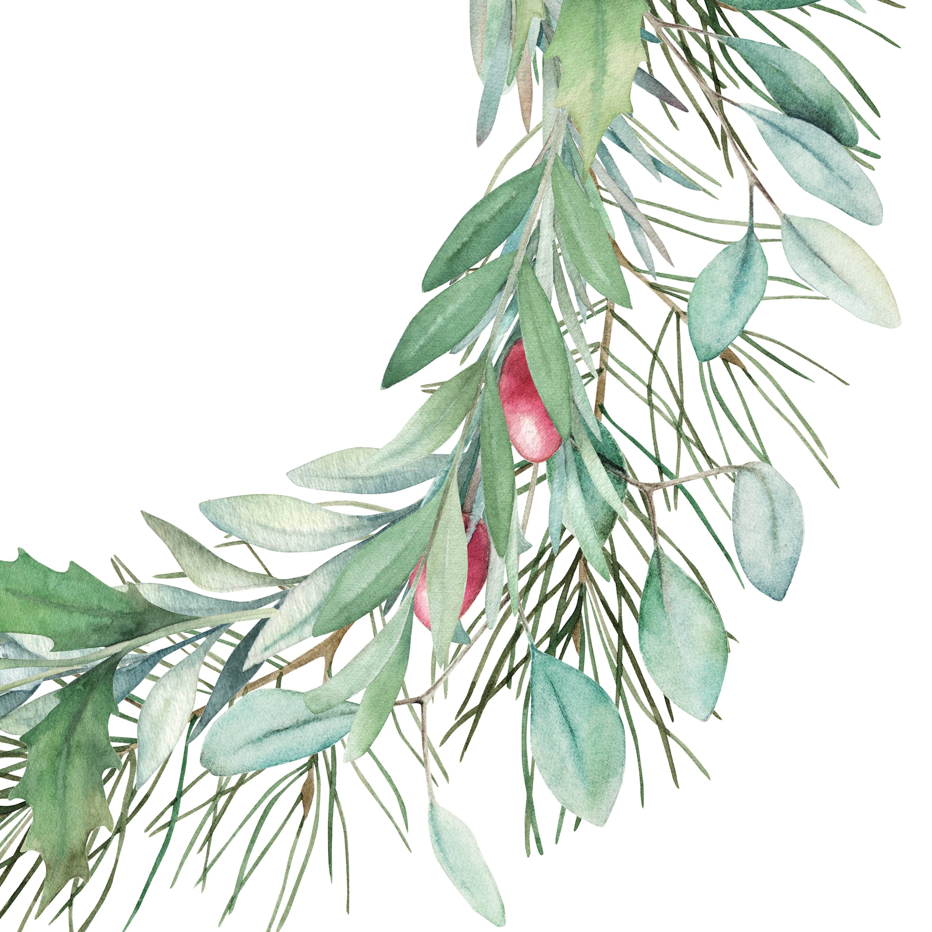 Watercolor Christmas Wreath Clipart - Etsy
