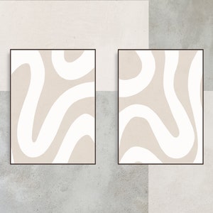 Neutral Wall Art Set of 2 Print Beige White Art Printable Wall Art ...
