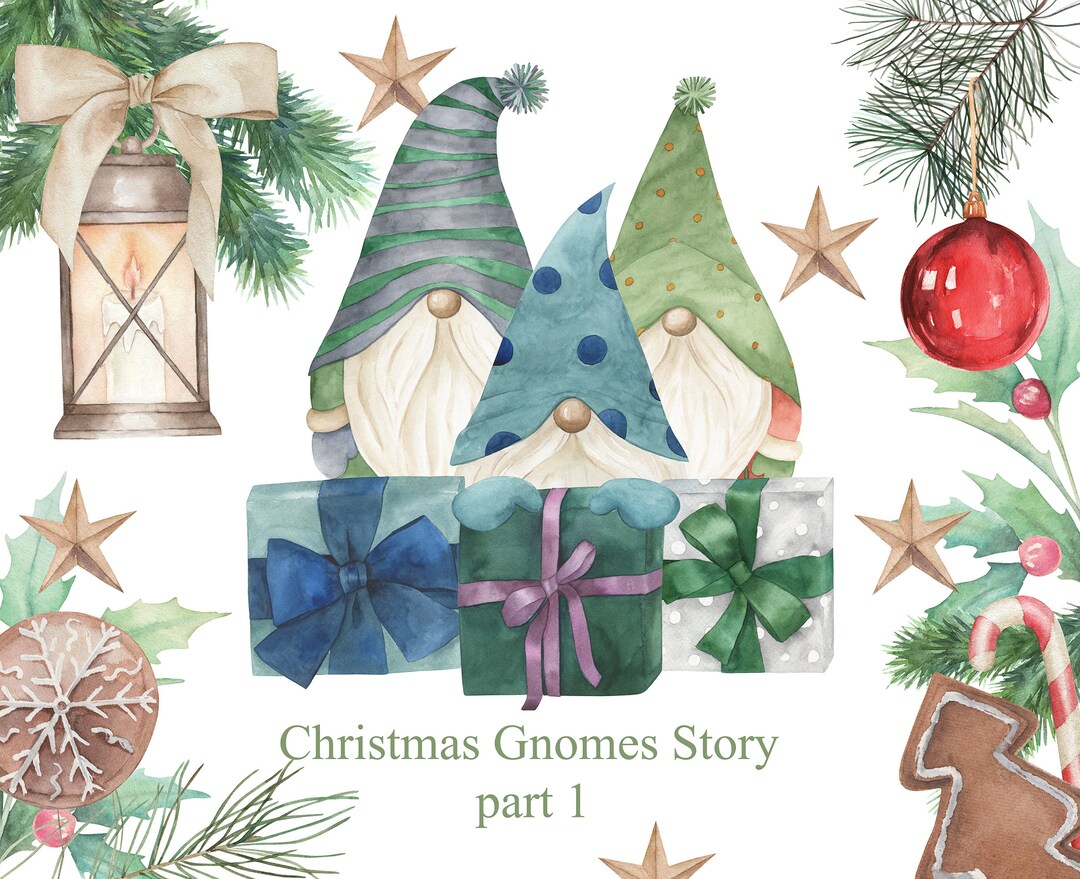 Christmas Gnomes. Part1. Watercolor Holiday Clipart, PNG - Etsy