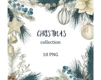 Watercolor Winter Frame Png Clipart. Christmas Border Clip Art. Free ...