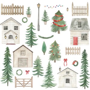 Watercolor Houses Clipart Collection. Winter Christmas Cottages and ...