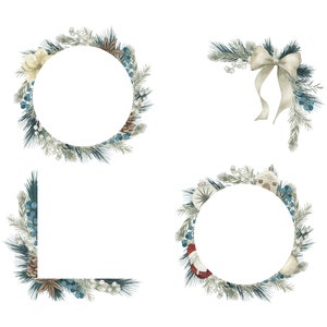 Watercolor Christmas Collection Clip Art. Winter Border, Frame, PNG - Etsy
