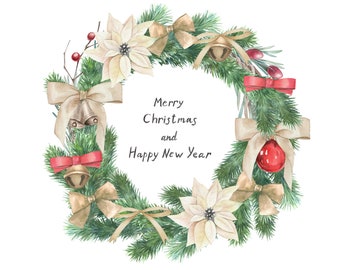 Christmas Wreath Clipart Photo Frame Clip Art Watercolor - Etsy