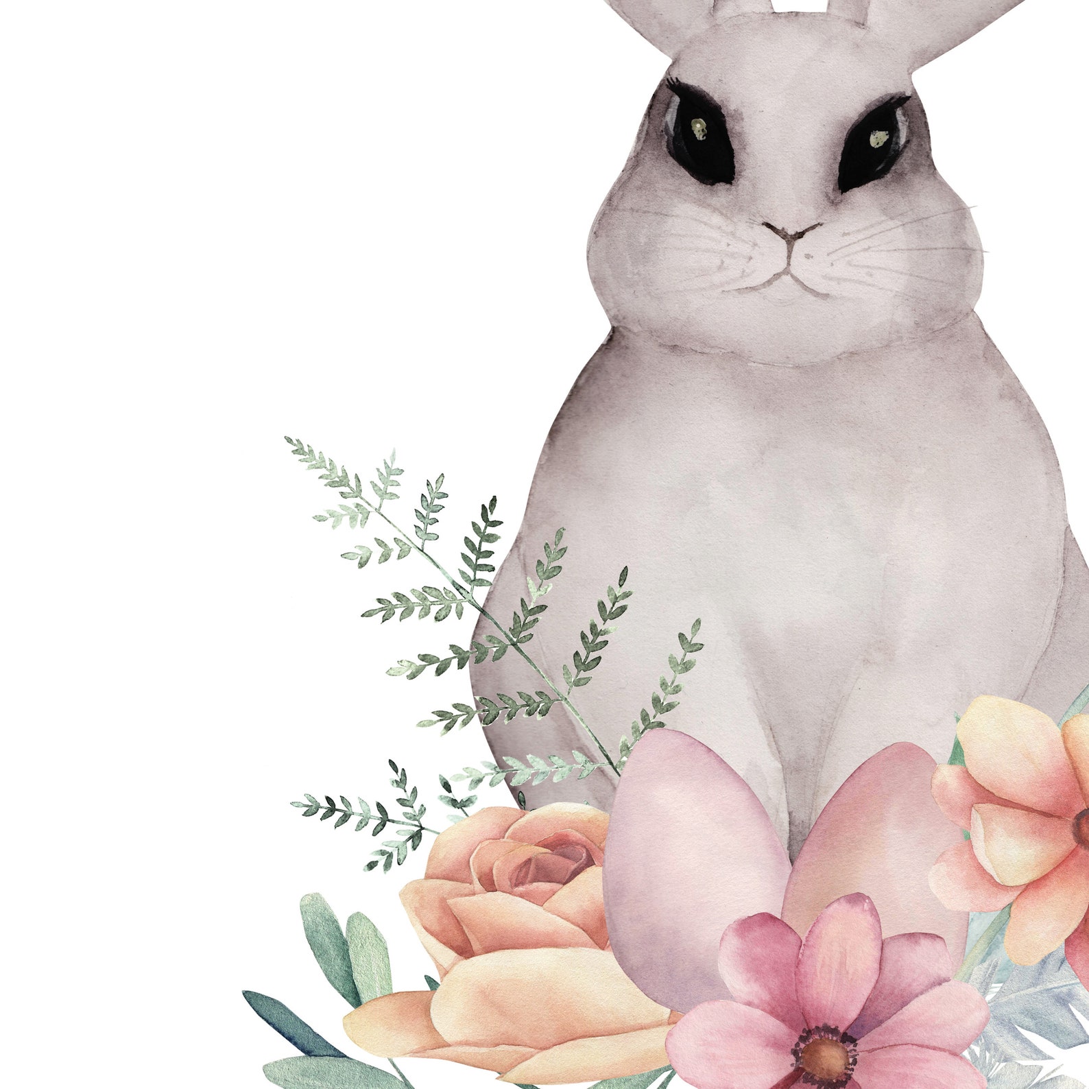 Watercolor Easter Clipart, Cute Bunny Clipart, Easter Eggs. Instant ...