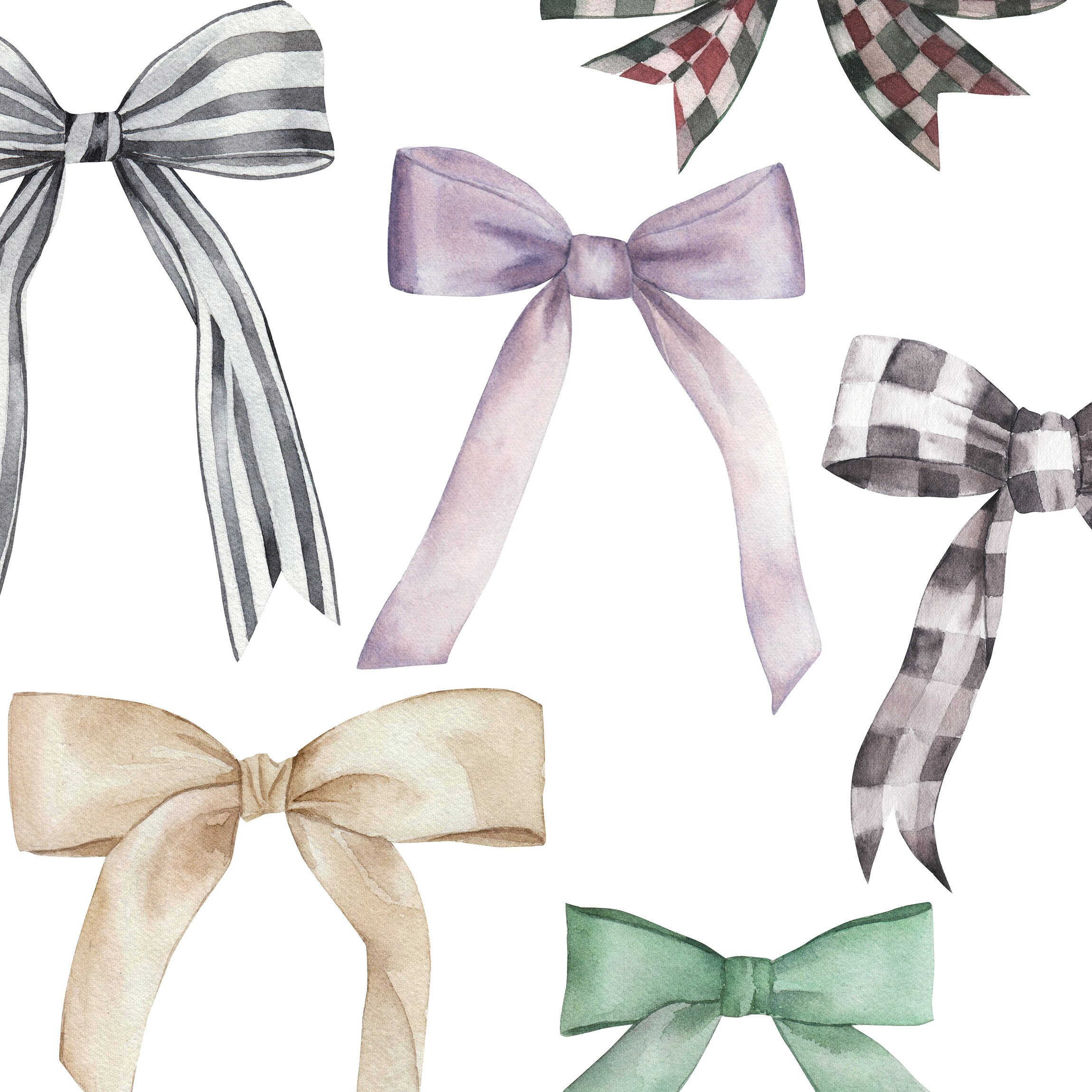 Watercolor Bows Collection Clip Art. Baby Shower, Birthday Card Making ...