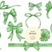 Watercolor Green Bows, Ribbons Collection Clip Art. Baby Shower ...