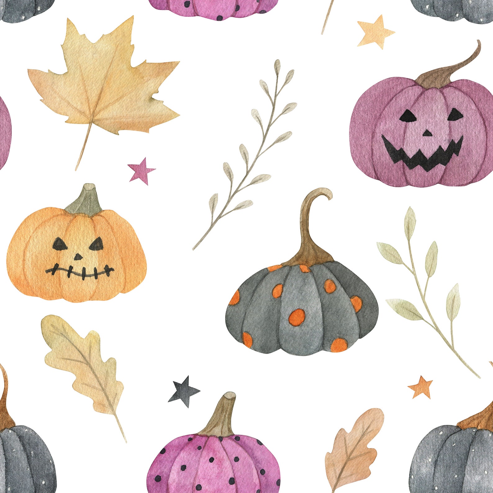 Halloween Watercolor Clipart Fall Pumpkin Autumn Clipart PNG - Etsy
