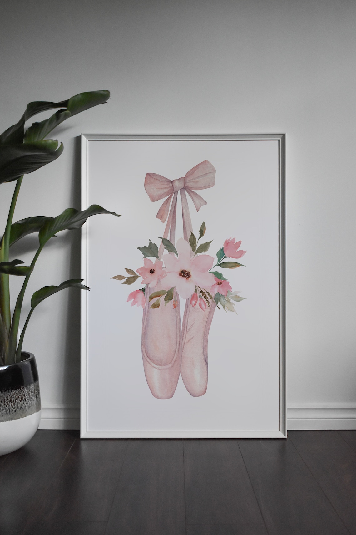 Watercolour Ballet Pointe Shoes With Flowers, Watercolour Ballet Print ...