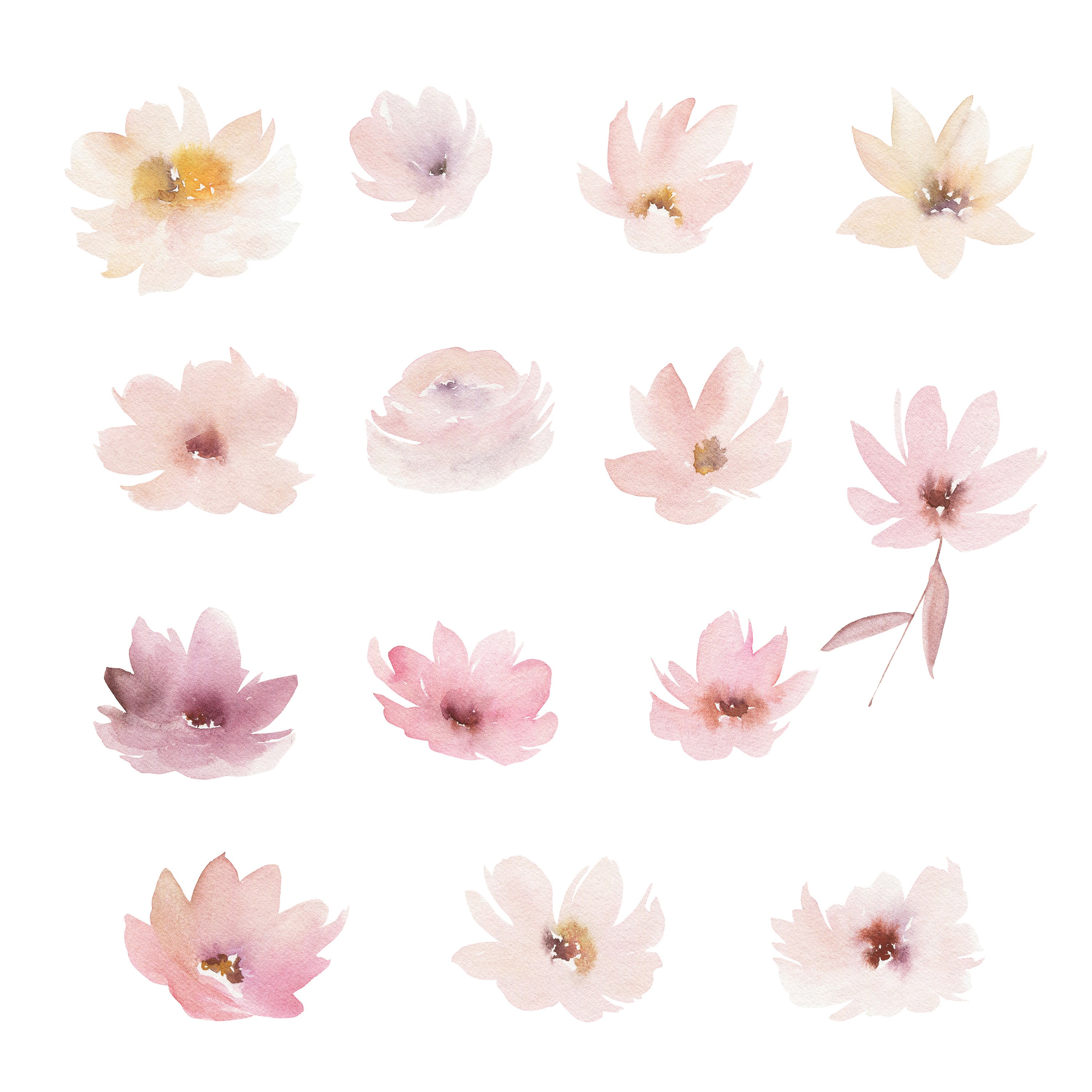 Delicate Watercolor Flowers Clipart. Floral Collection 1 - Etsy