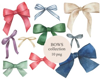 Watercolor Bows Collection Clip Art. Baby Shower Birthday | Etsy