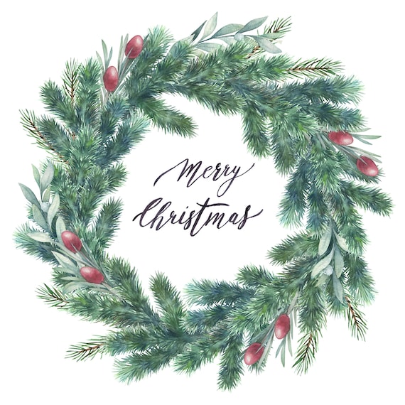 Watercolor Winter Wreath Clip Art. Christmas Border Frame - Etsy