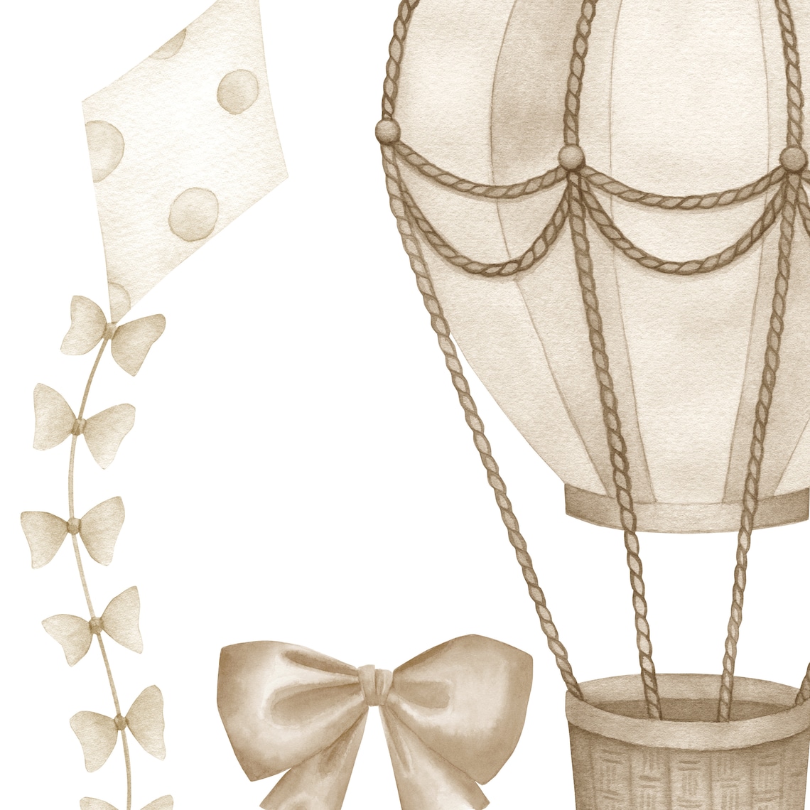 Neutral Air Collection. Watercolor Hot Air Balloons Clipart, Baby ...