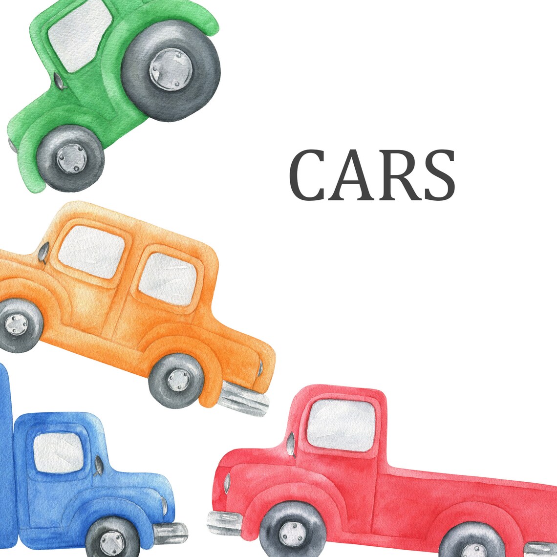 Watercolor Cars Clipart, PNG - Etsy
