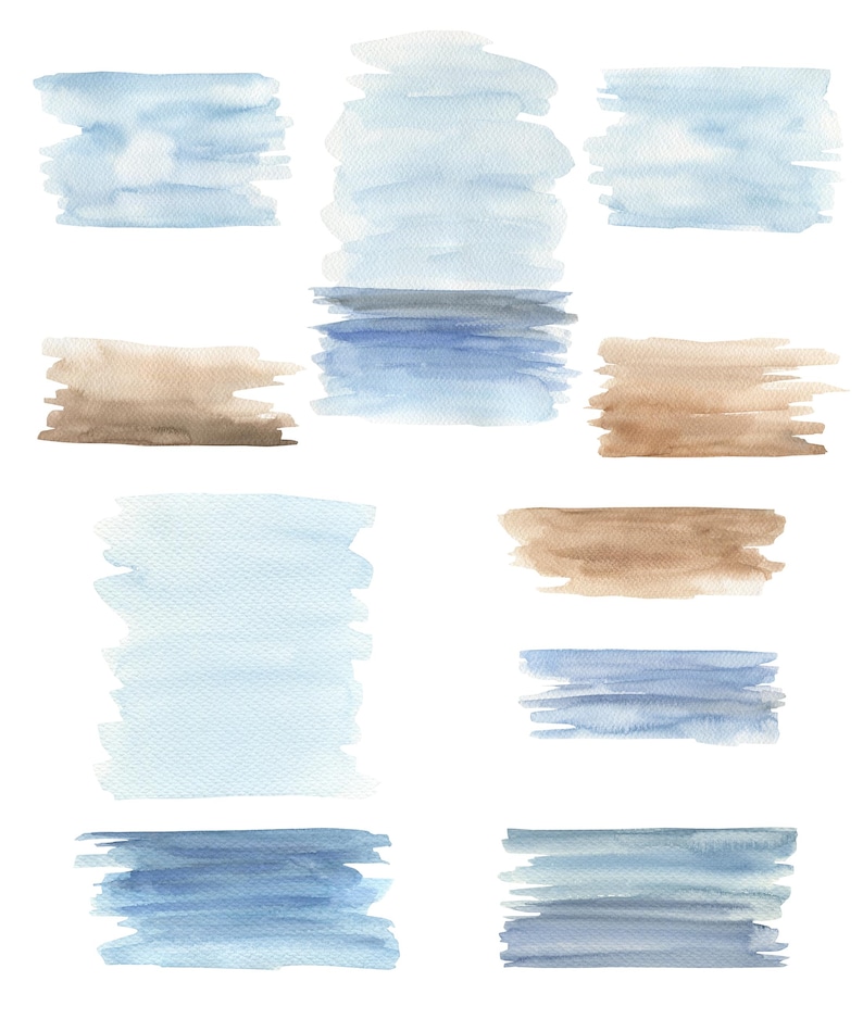 Sky, Sea, Land Backgrounds. Watercolor Spot Clipart, Watercolor ...