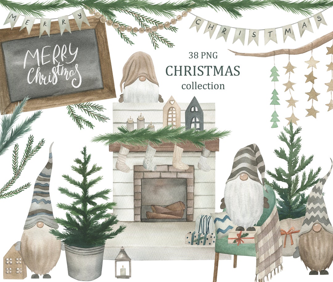 Christmas Gnomes Collection. Watercolor Holiday Clipart, PNG - Etsy