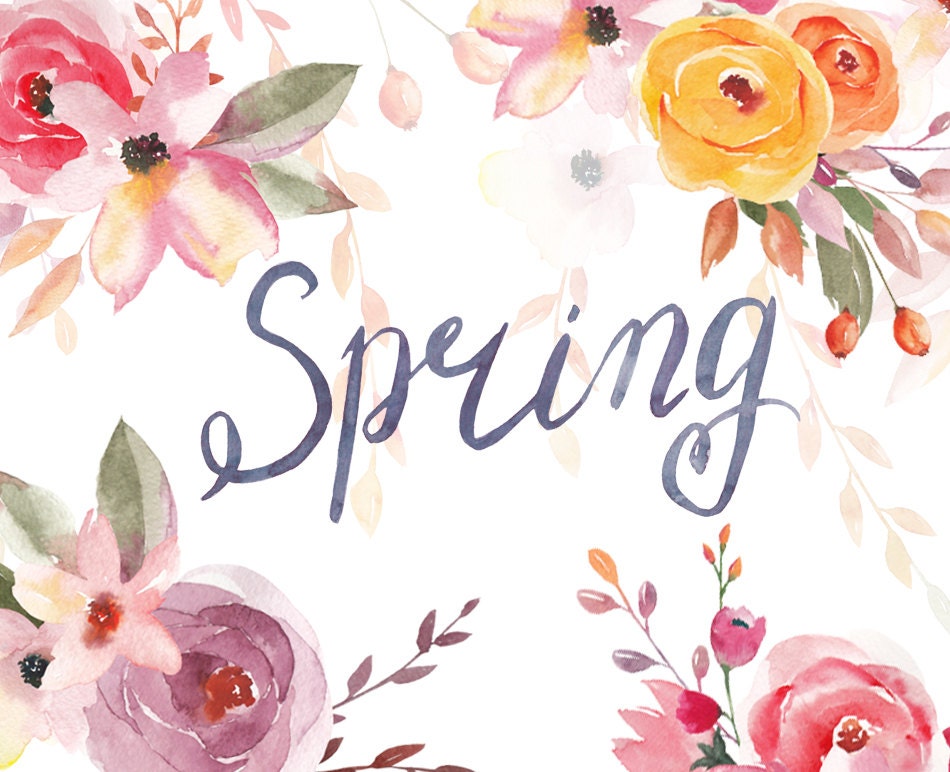 Spring Flowers. Watercolor Floral Cliparts. - Etsy