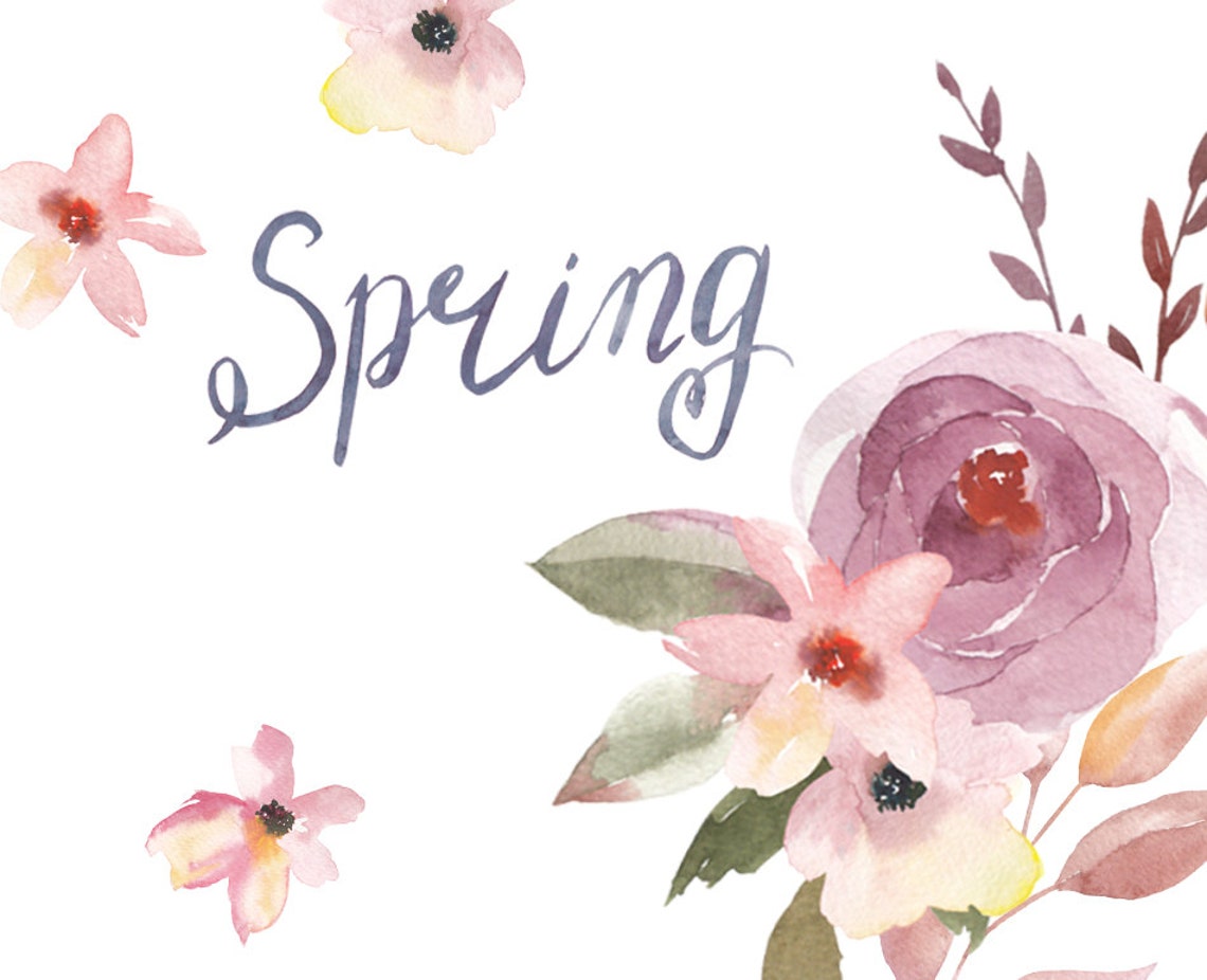 Spring Flowers. Watercolor Floral Cliparts. - Etsy