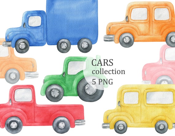Watercolor Cars Clipart PNG | Etsy