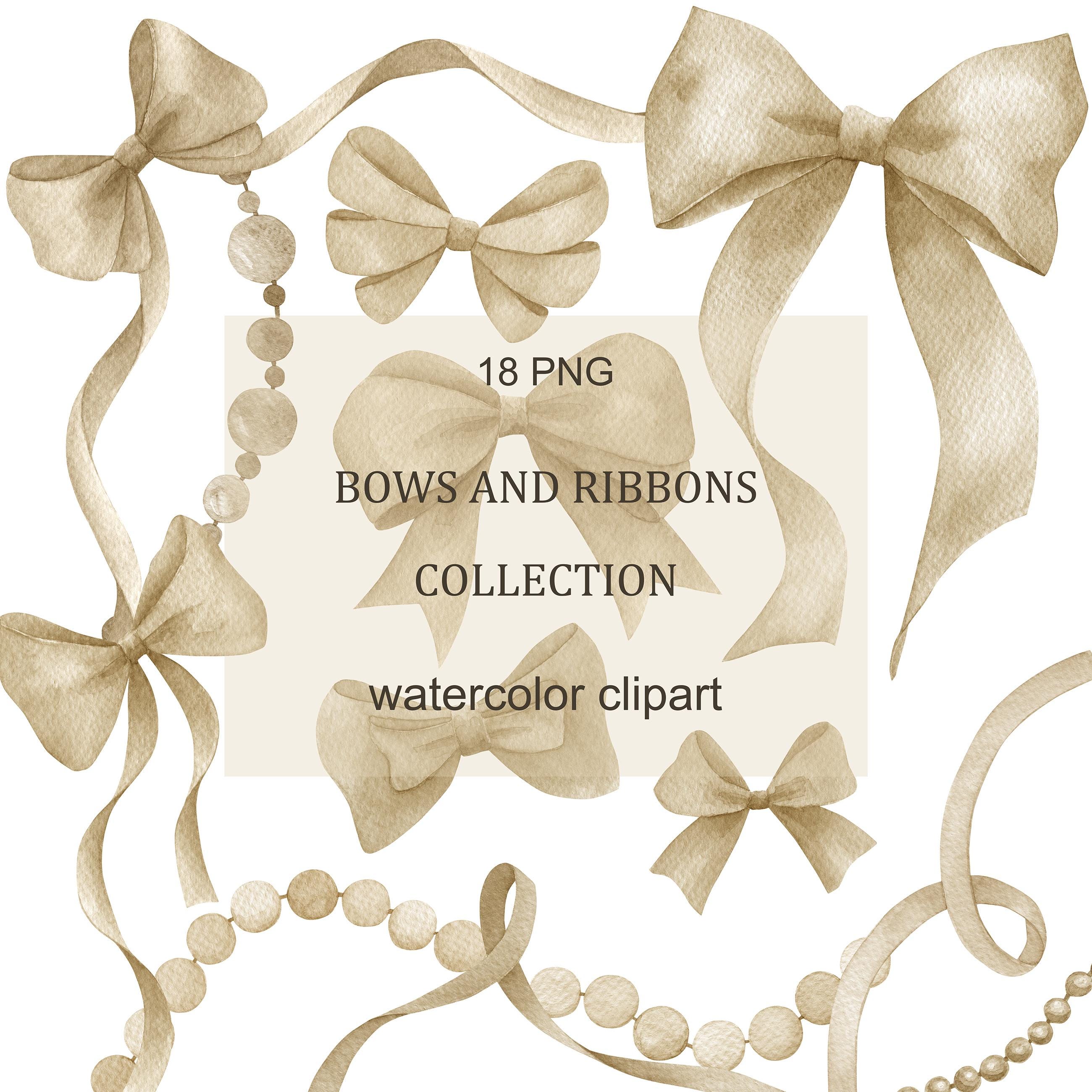 Beige Neutral Bows and Ribbons Collection Clip Art. Baby Shower ...