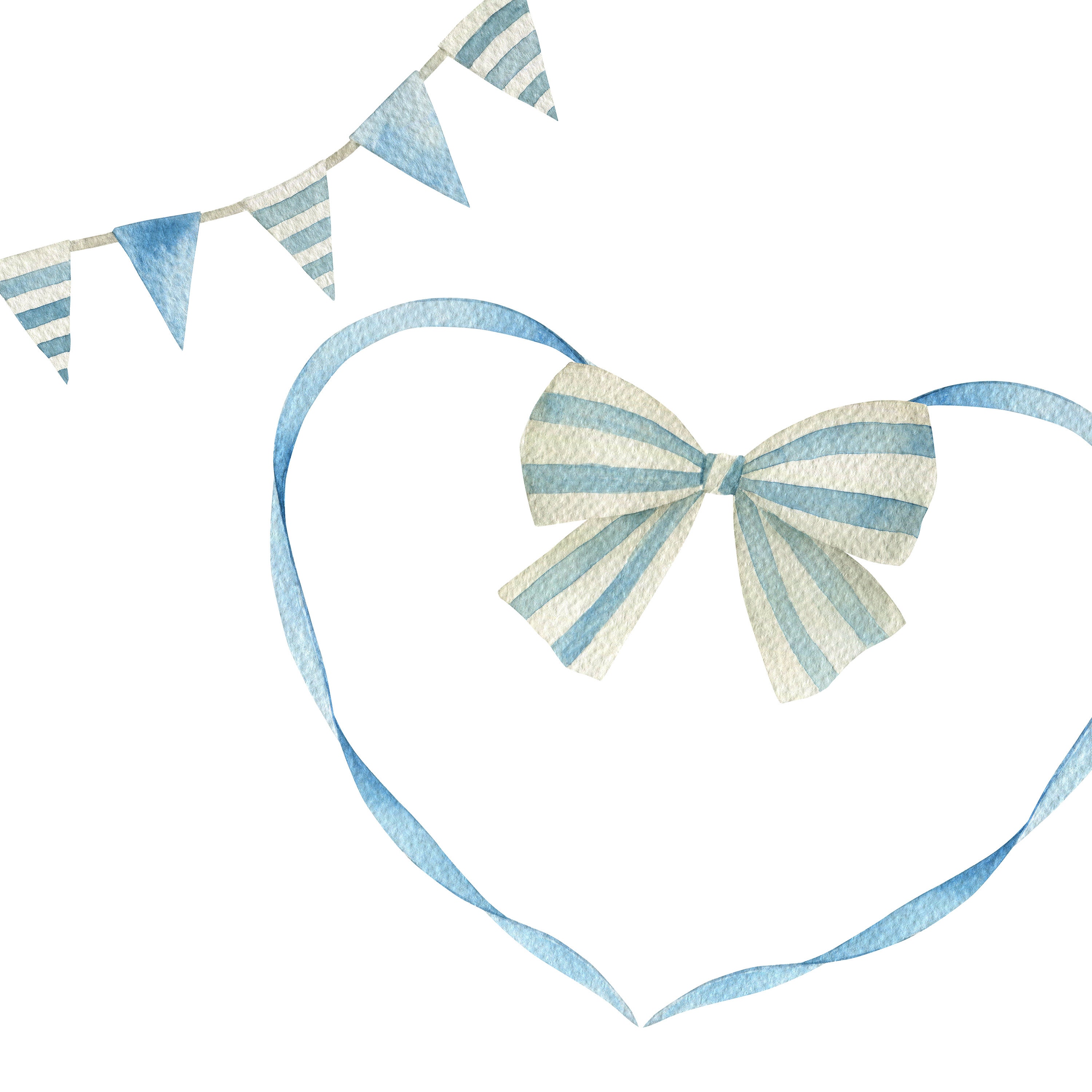 Watercolor Blue Bows, Ribbons Collection Clip Art. Baby Shower, Boy ...