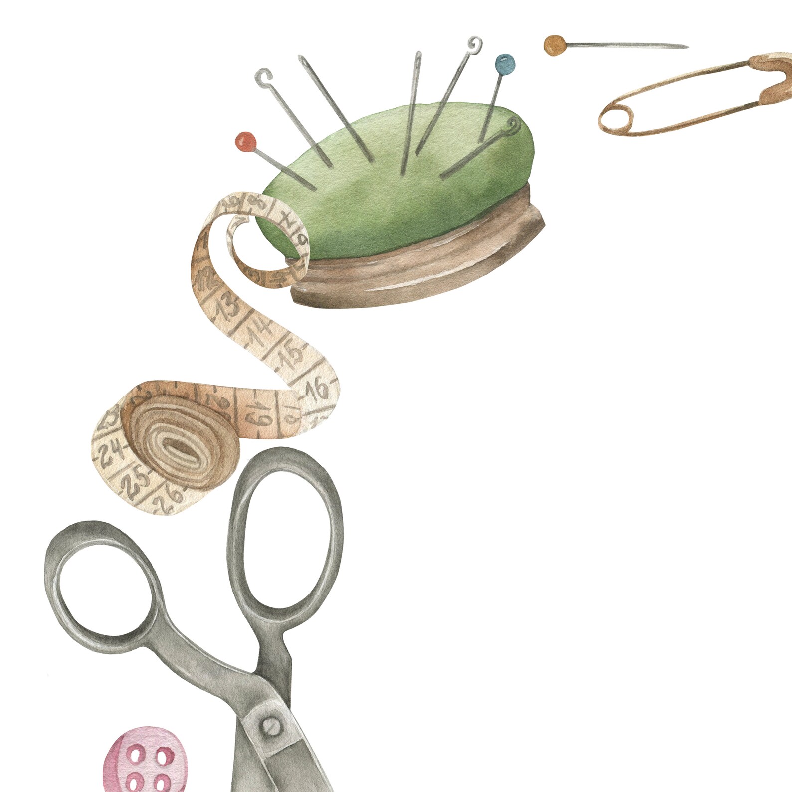 Watercolor Sewing Wreath Clipart - Etsy