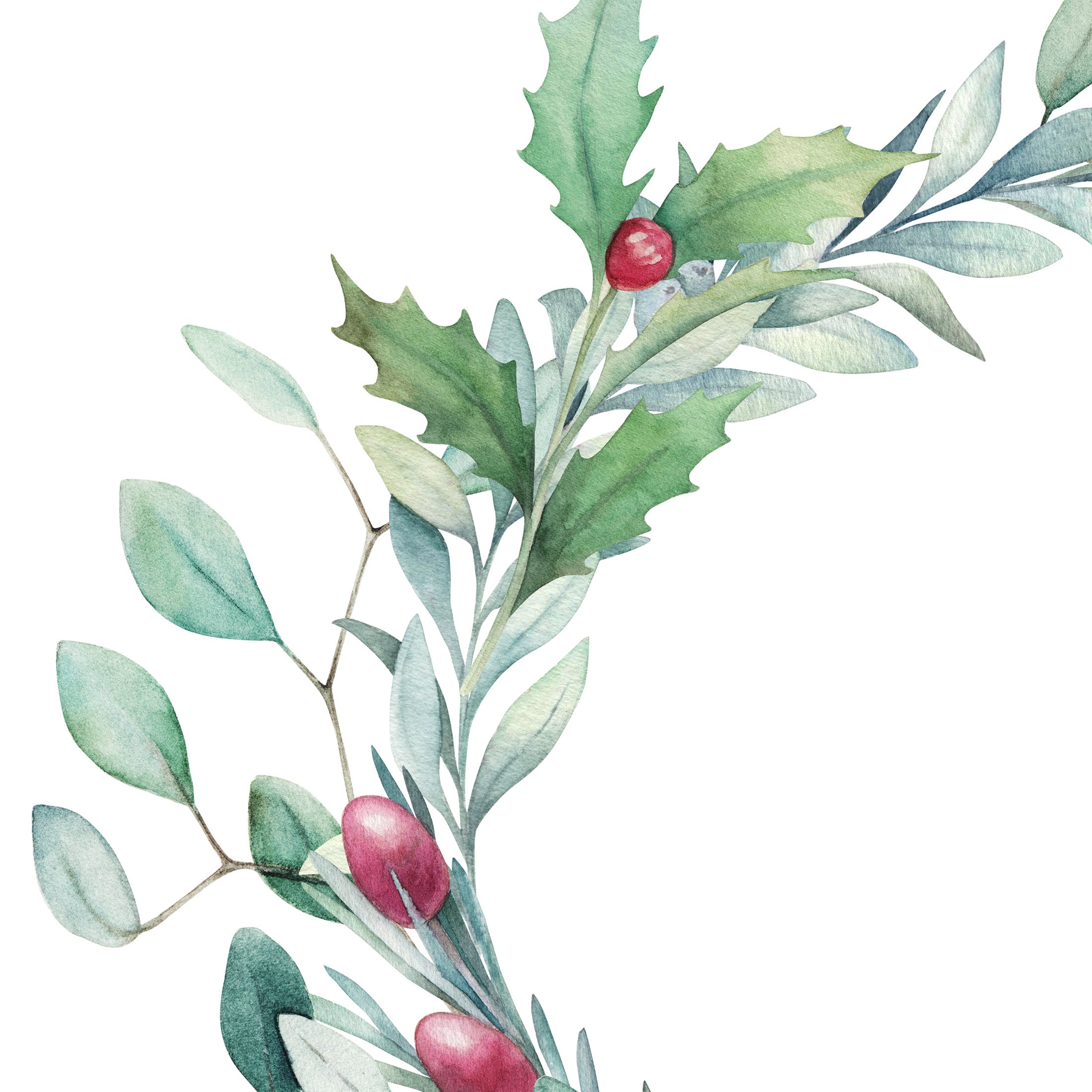 Watercolor Christmas Wreath Clipart - Etsy