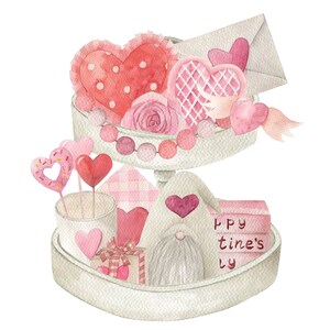 Watercolor Valentine's Day Clipart Set. Hearts, Gnomes, Digital ...