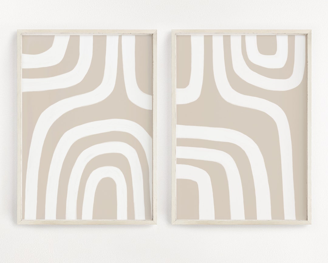 Neutral Wall Art Set of 2 Print Beige White Art Printable Wall Art ...