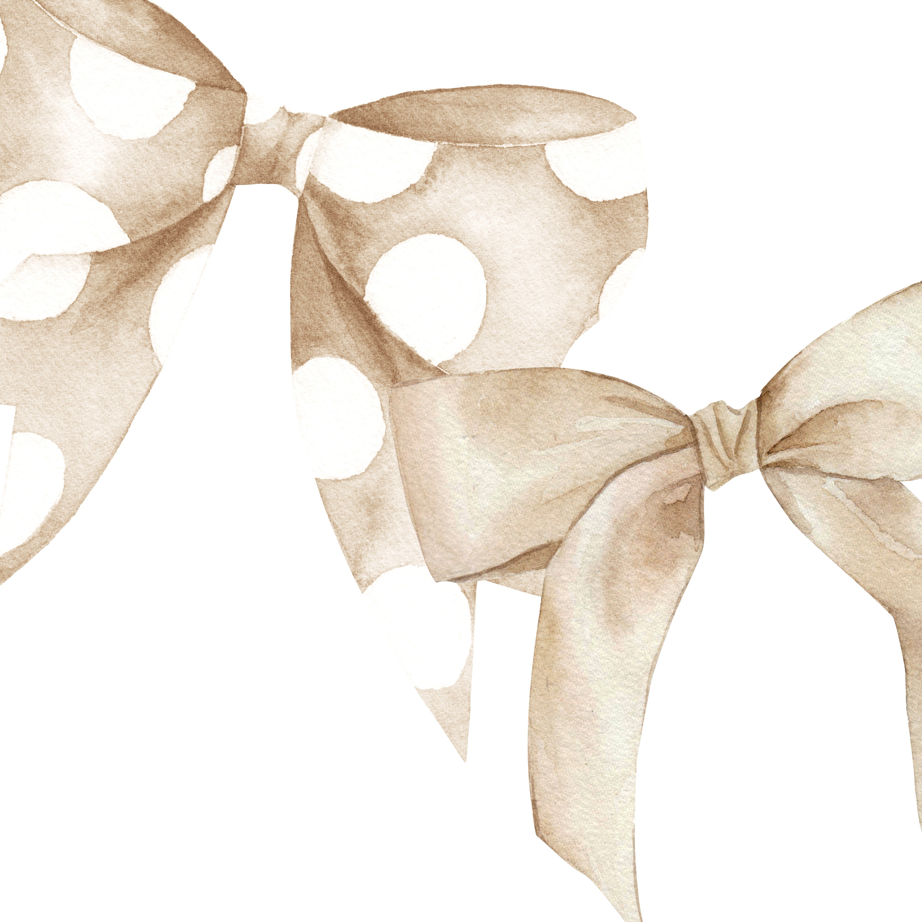 Vintage Beige Bows, Watercolor Ribbons Collection Clip Art. Baby Shower ...