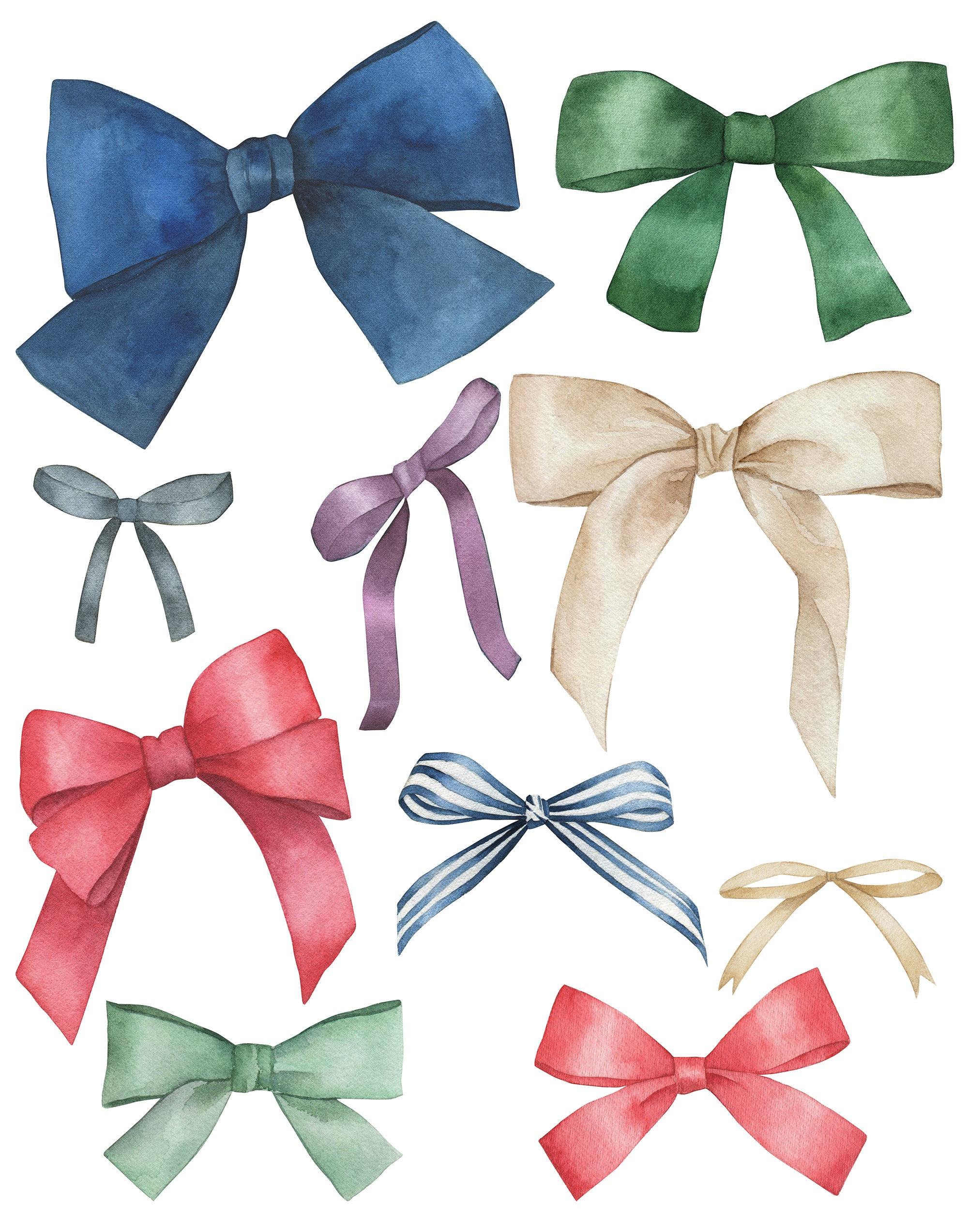 Watercolor Bows Collection Clip Art. Baby Shower, Birthday Card Making ...