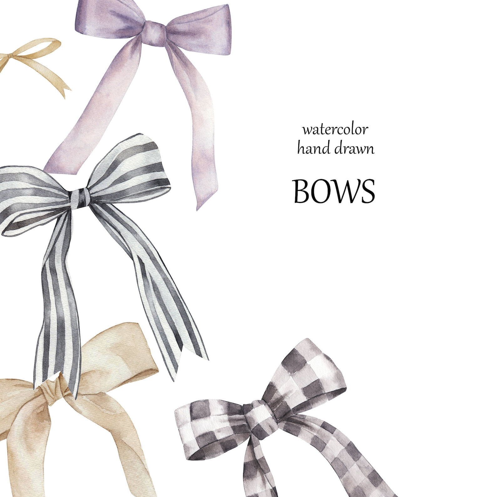Watercolor Bows Collection Clip Art. Baby Shower Birthday - Etsy