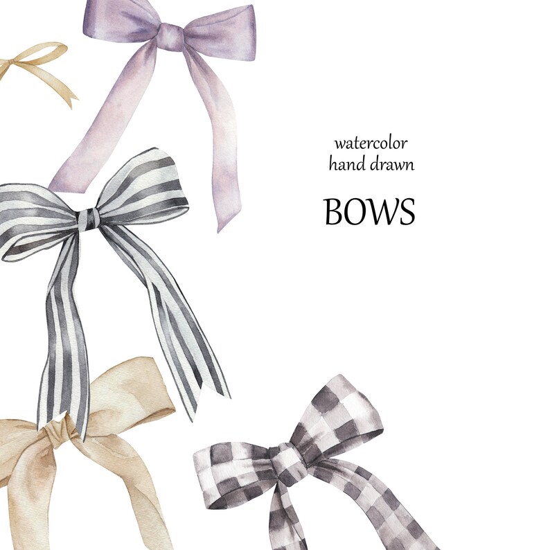 Watercolor Bows Collection Clip Art. Baby Shower, Birthday Card Making ...