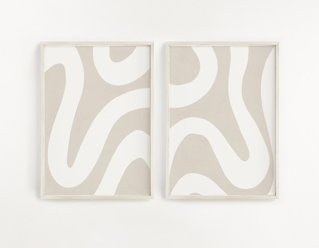 Neutral Wall Art Set of 2 Print Beige White Art Printable Wall Art ...