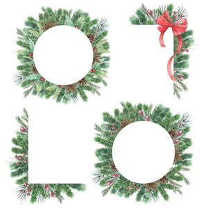 Watercolor Winter Collection Clip Art. Christmas Border, Frame, PNG - Etsy