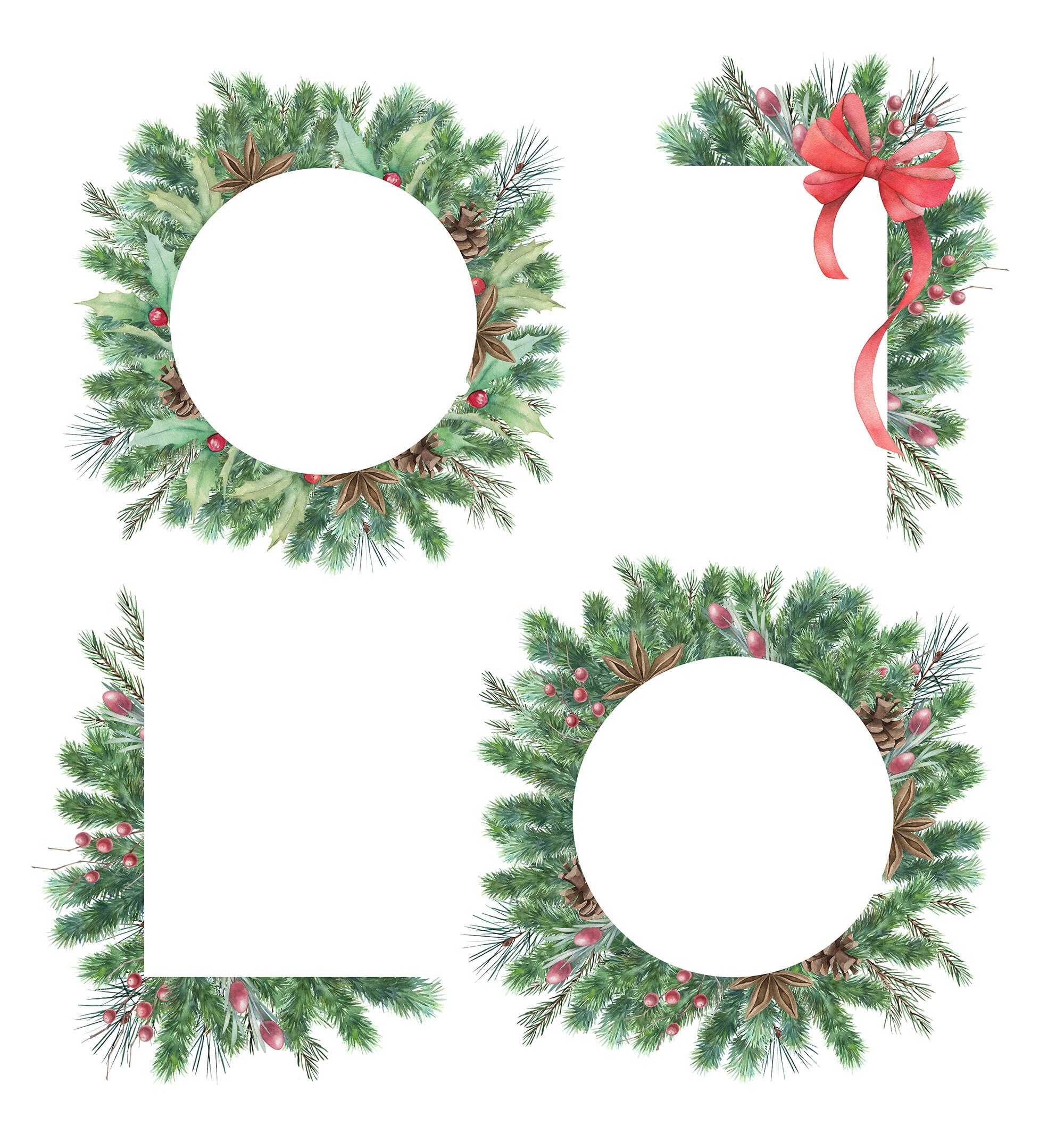 Watercolor Winter Collection Clip Art. Christmas Border, Frame, PNG - Etsy