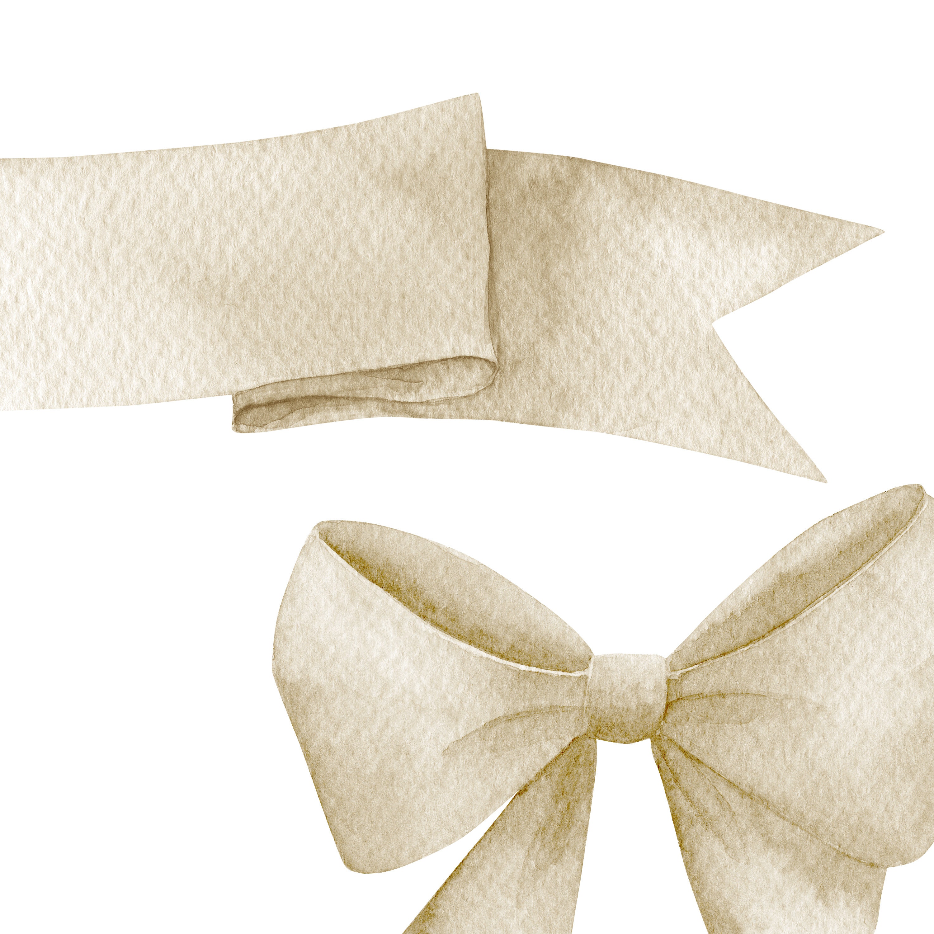 Watercolor Neutral Beige Bows, Ribbons Collection Clip Art. Baby Shower ...