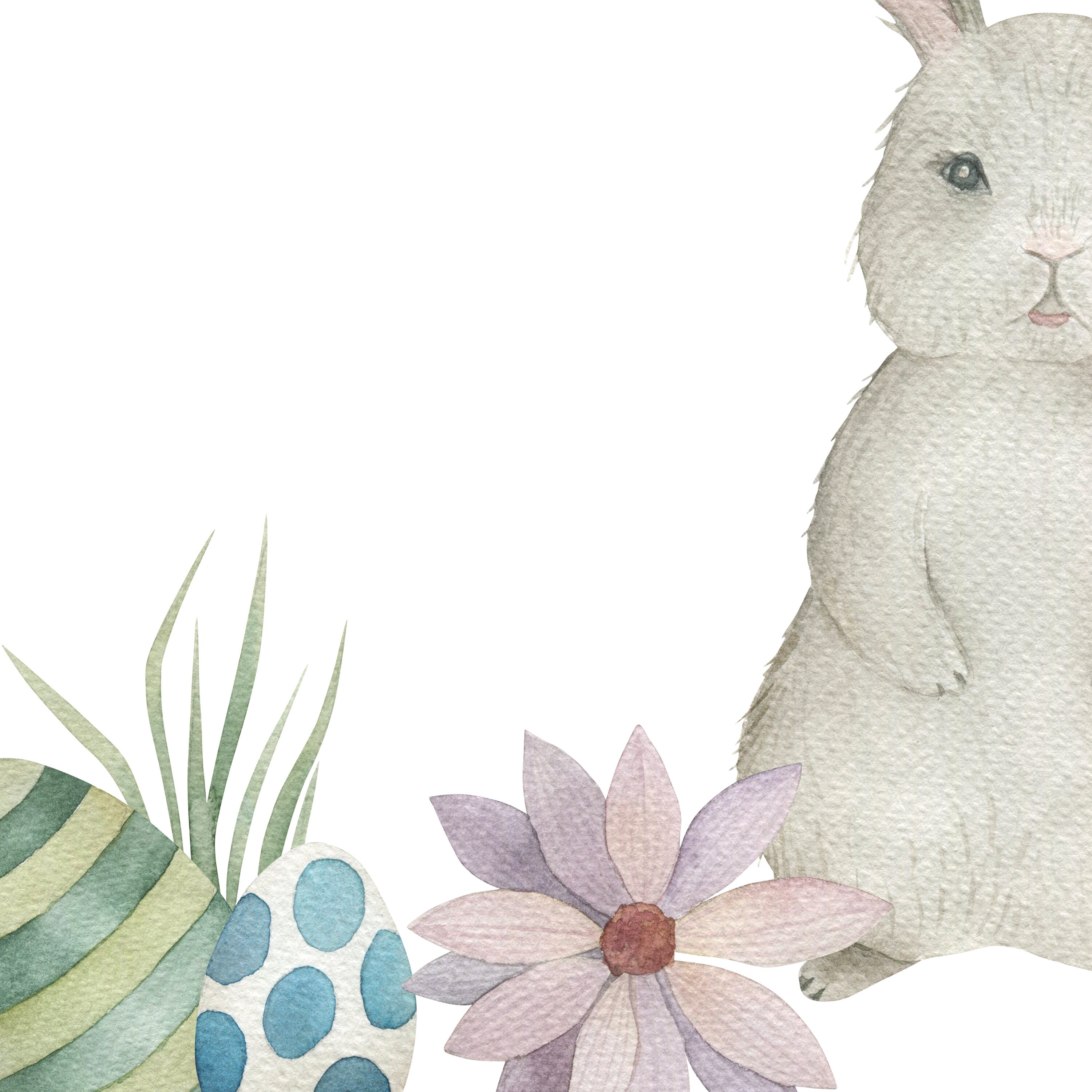 Happy Easter Wreath, Watercolor Spring Clipart, Cute Bunny, Eggs ...