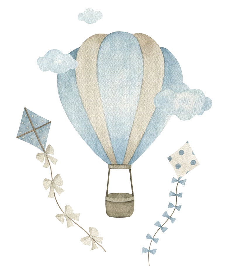 Air Collection. Watercolor Hot Air Balloons Clipart, Nursery Wall Decor ...