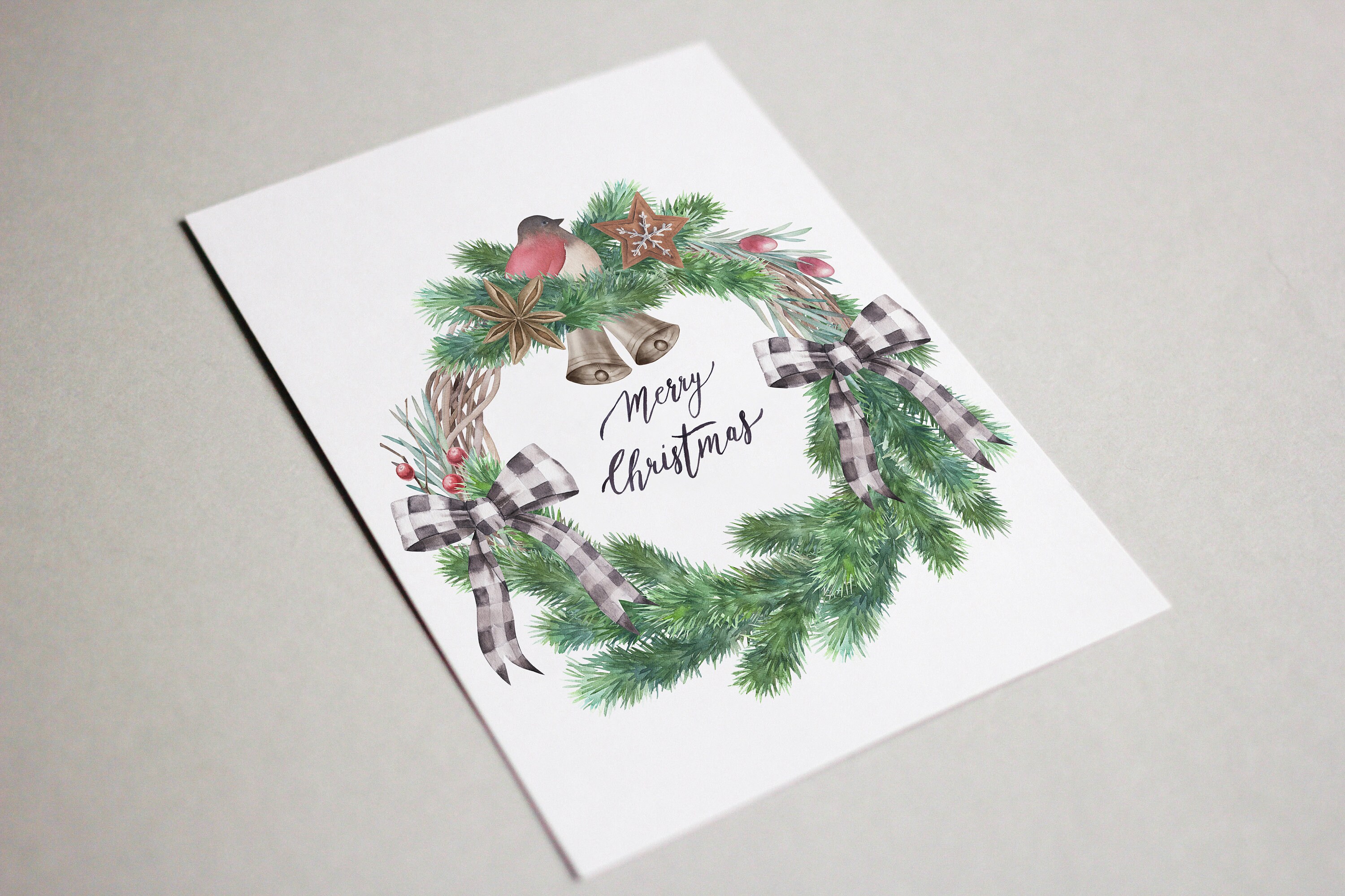 Watercolor Christmas Wreath Clipart Collection. Winter Holiday Frame ...