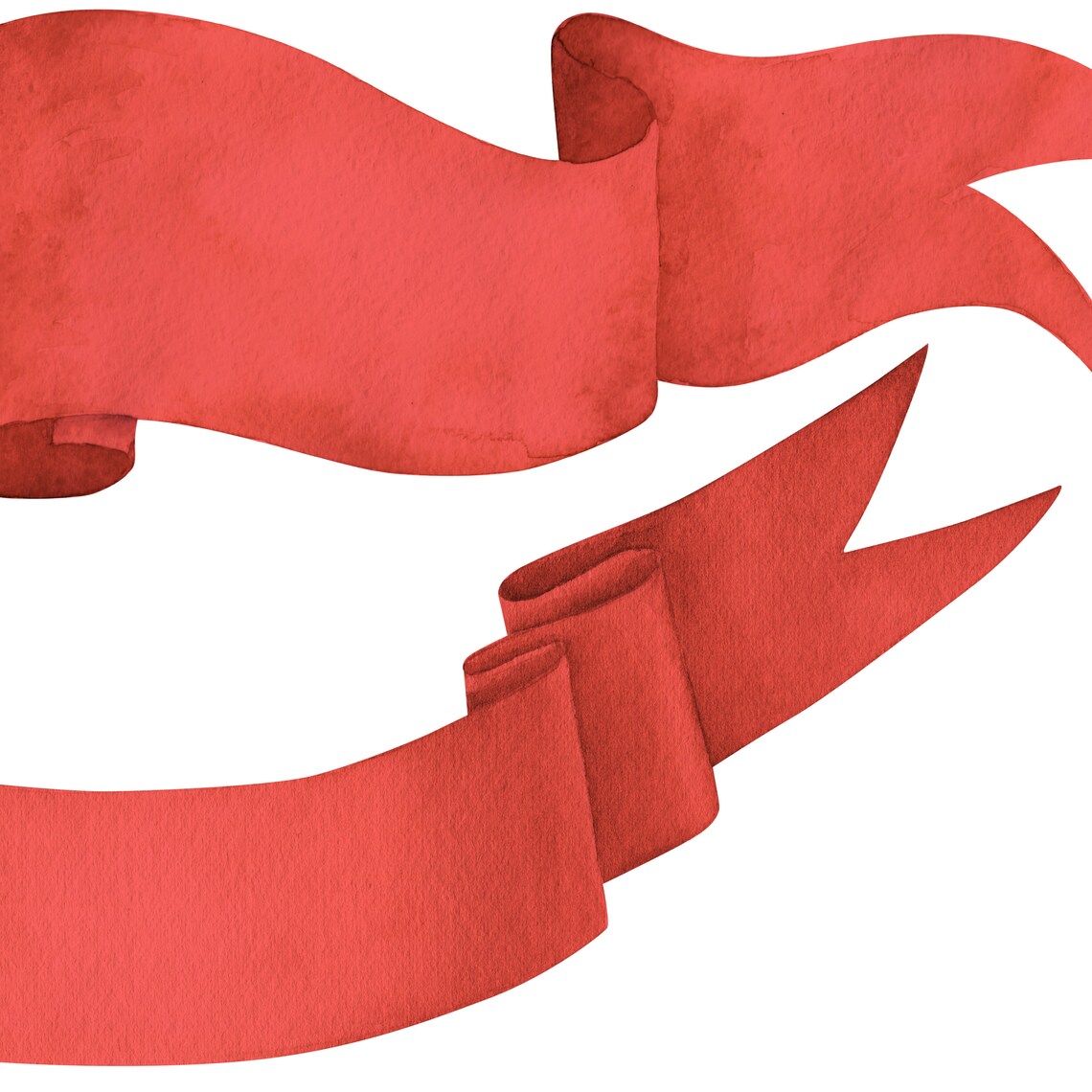 Watercolor Red Banner Clipart, Red Ribbon Clipart, Scroll Clipart, PNG ...